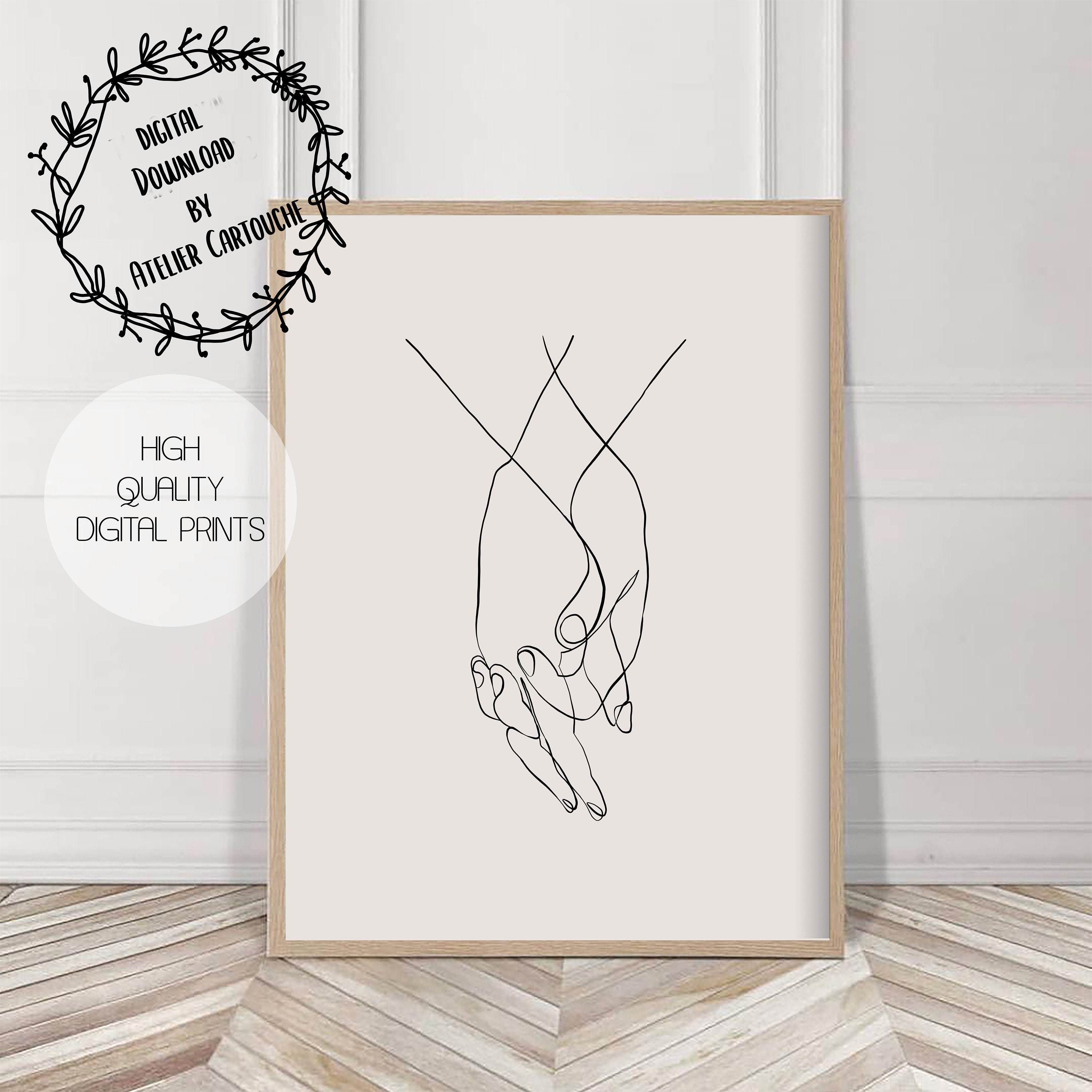 Holding Hands One Line Poster Abstract Art Abstract Poster - Etsy Canada