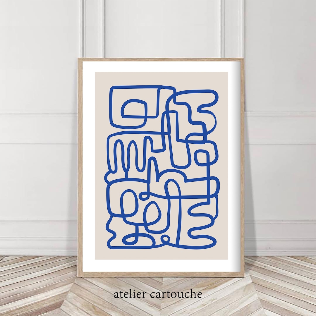 Blue Minimalist Abstract Art, Blue Poster, Contemporary Art, Vibrant ...