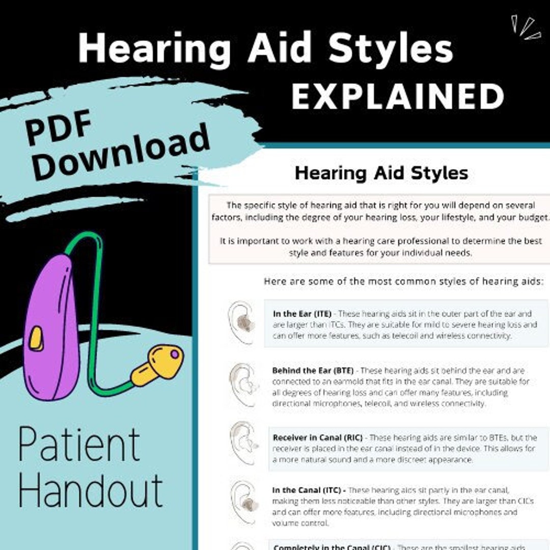 Instant Download- Hearing Aid Styles: A Visual and Concise Guide for ...