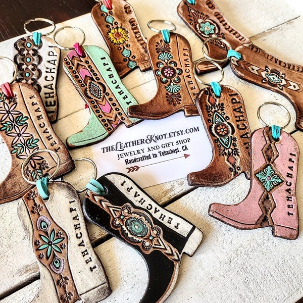 Cowgirl Boot Keychain - Etsy