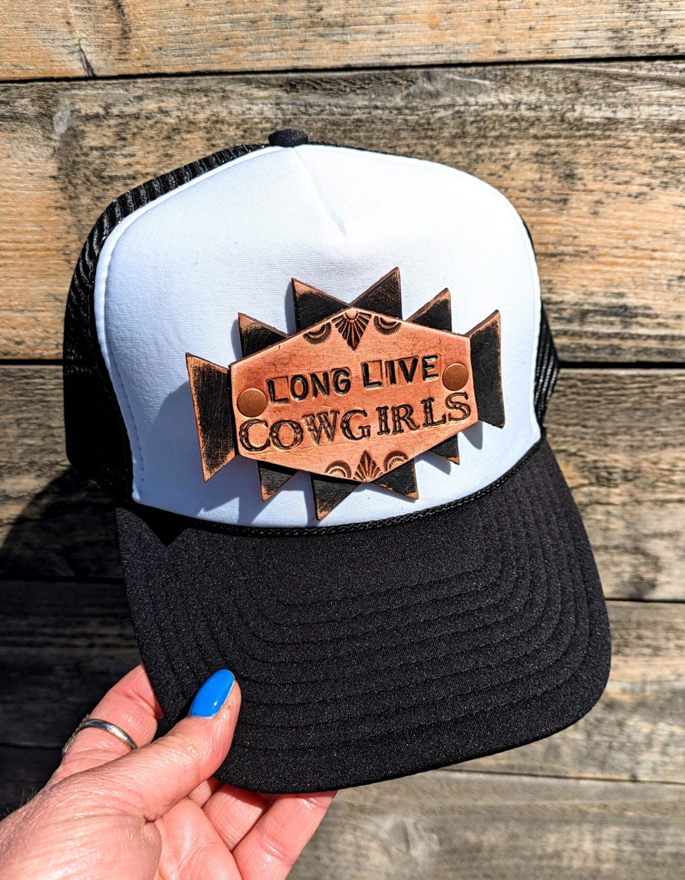Western Trucker Hat, Hand Tooled Leather, Howdy, Long Live Cowgirls - Etsy
