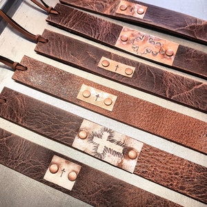 Buffalo Leather Hat Band, Distressed, Copper Cross, Handmade Hat Bands ...