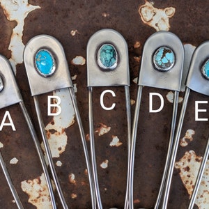 Jumbo Safety Pin, Turquoise Stone Keychain, Silversmith, Hat Accessory ...