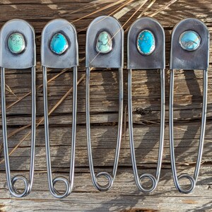 Jumbo Safety Pin, Turquoise Stone Keychain, Silversmith, Hat Accessory ...