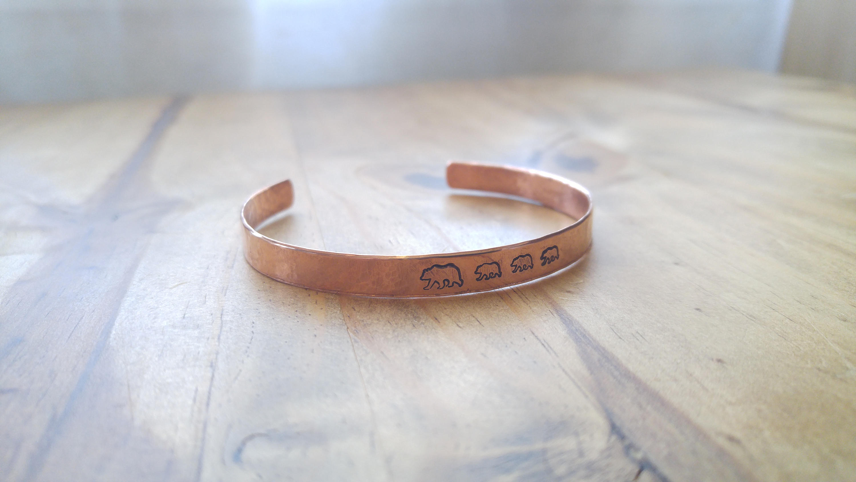 Copper Mama Bear and Baby Bear Bracelet with Kids Names | Etsy