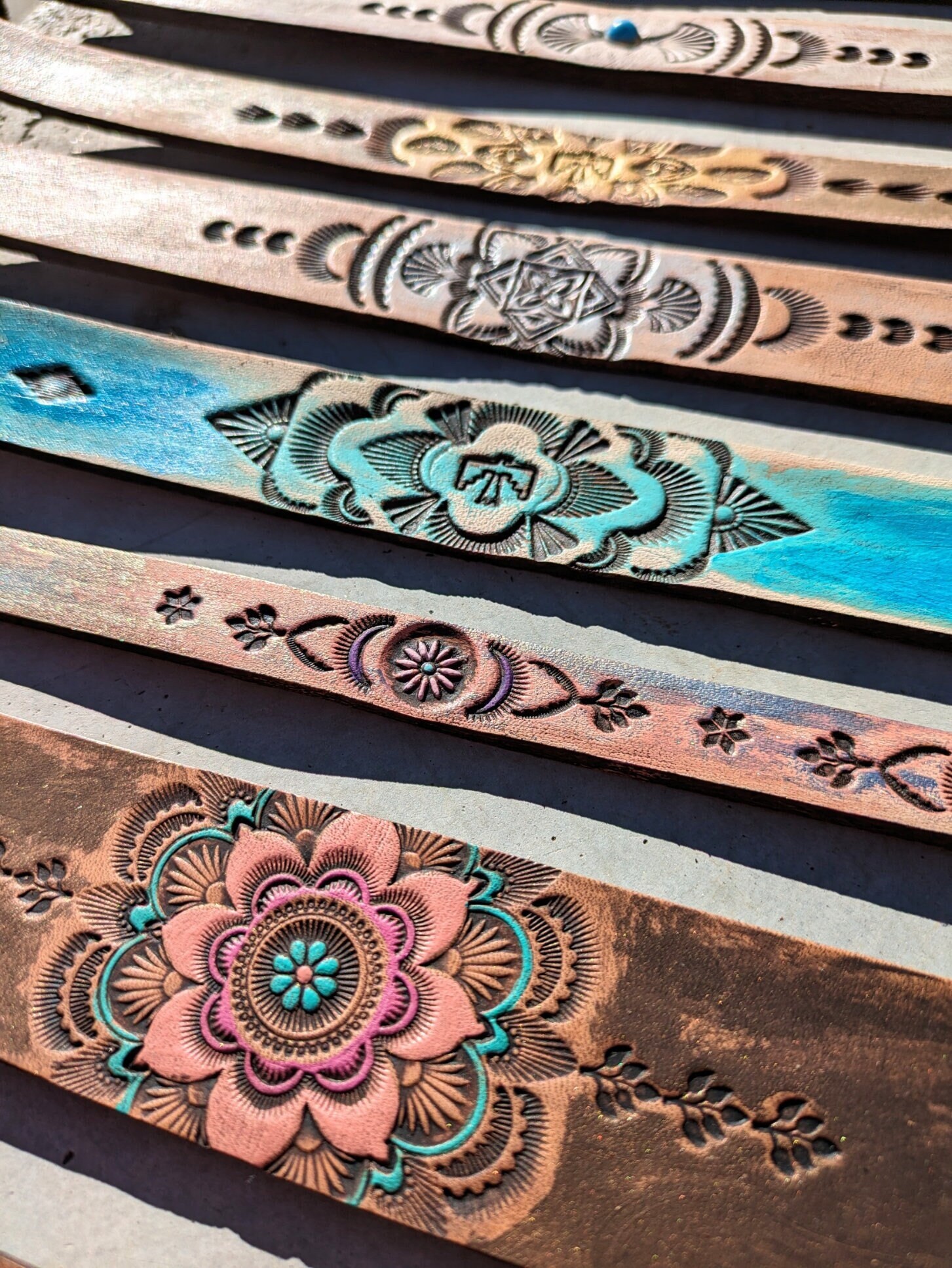 Hand Tooled Leather Hat Band, One of a Kind - Etsy