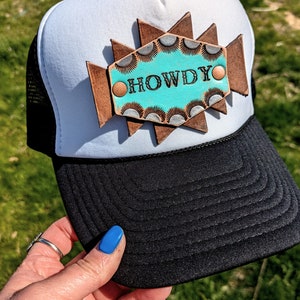 Western Trucker Hat, Hand Tooled Leather, Howdy, Long Live Cowgirls - Etsy