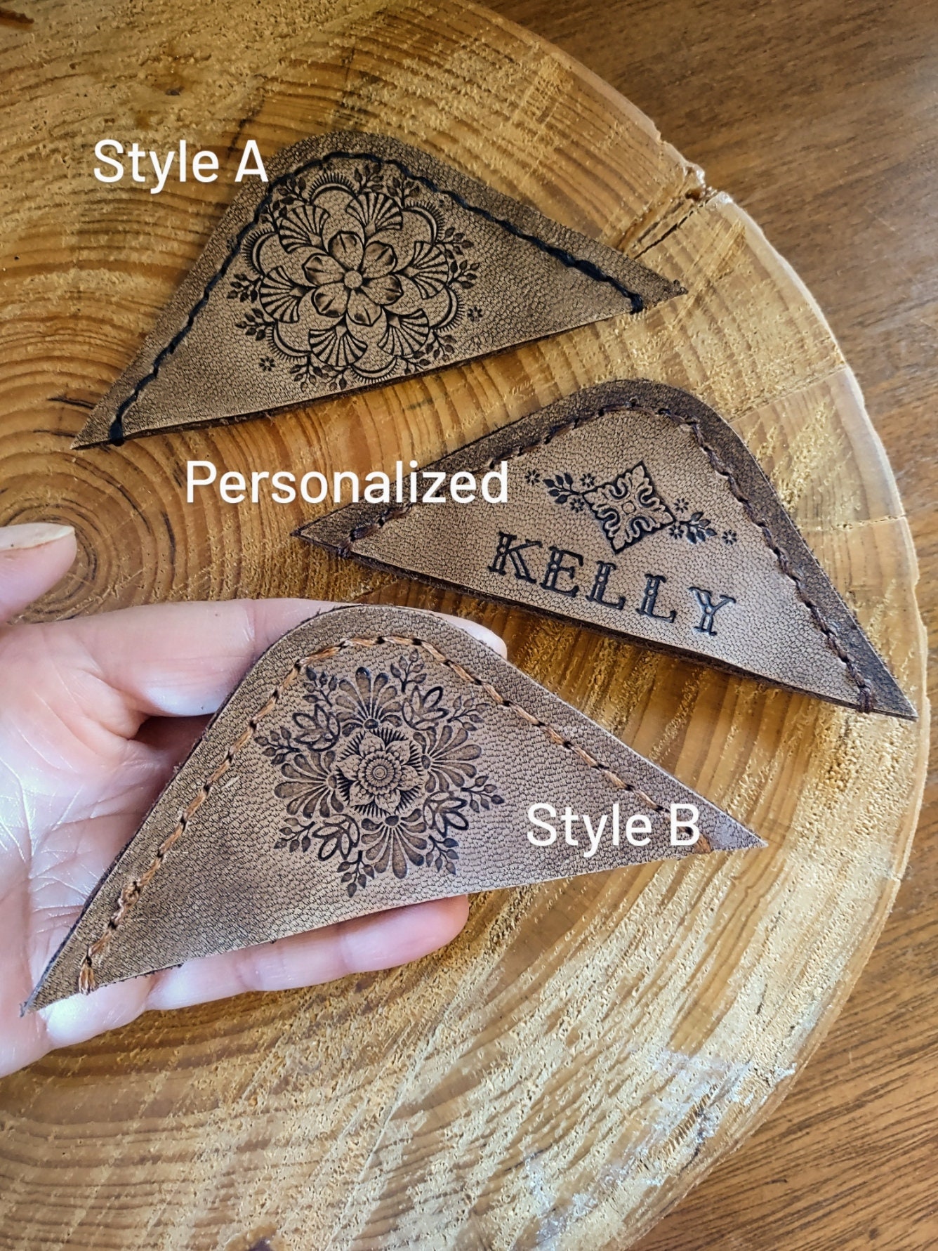 Hand Tooled Leather Corner Bookmark Pocket Style - Etsy