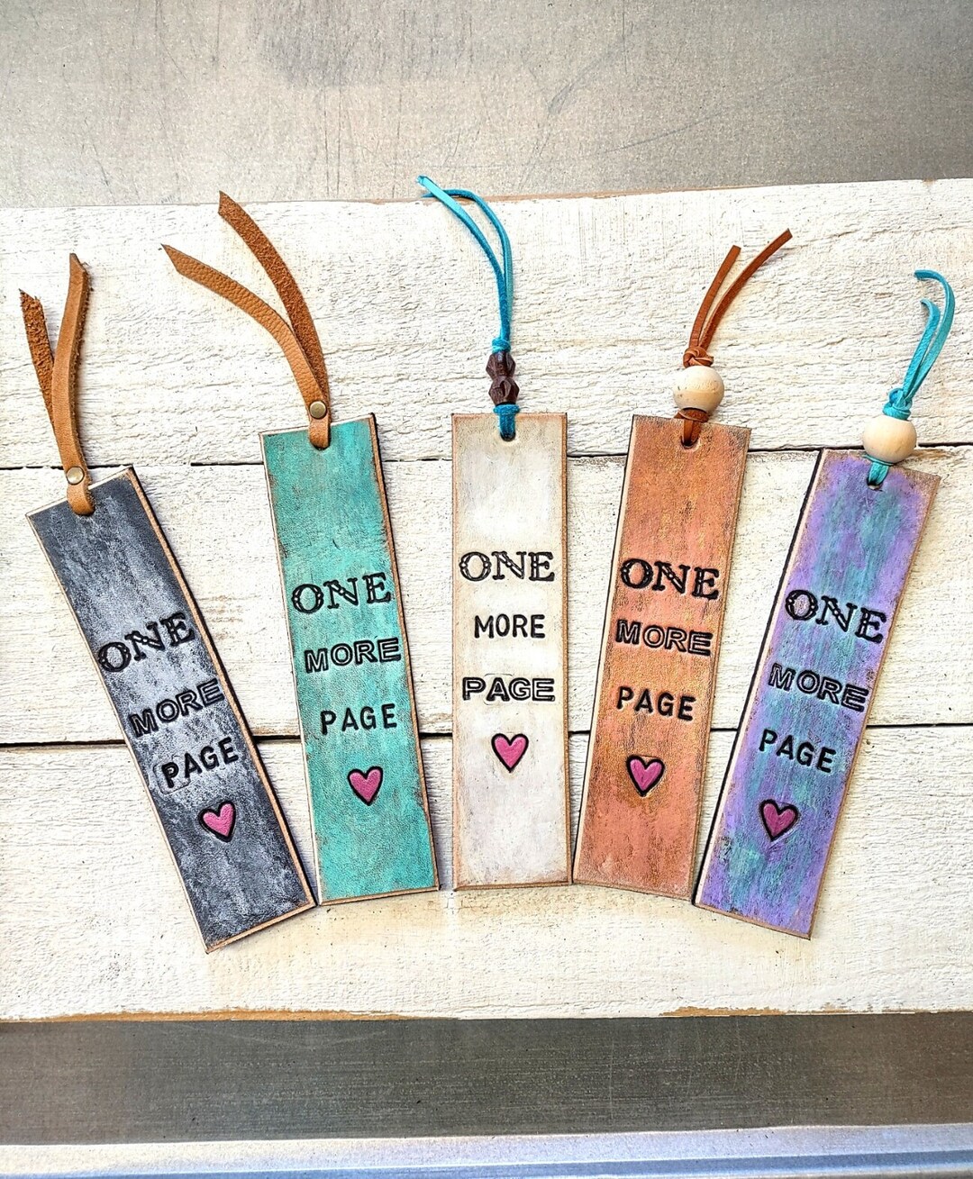 Leather Bookmark, One More Page, Handmade, One of a Kind Bookmarks - Etsy