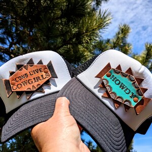 Western Trucker Hat, Hand Tooled Leather, Howdy, Long Live Cowgirls - Etsy