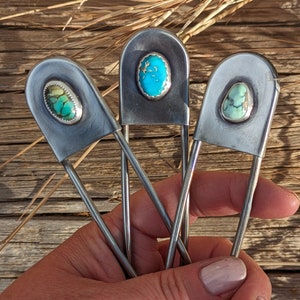 Jumbo Safety Pin, Turquoise Stone Keychain, Silversmith, Hat Accessory ...
