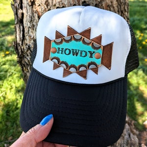 Western Trucker Hat, Hand Tooled Leather, Howdy, Long Live Cowgirls - Etsy