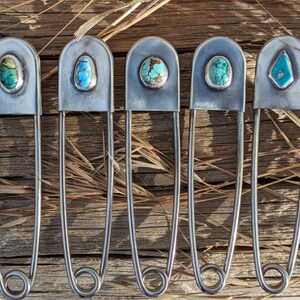 Jumbo Safety Pin, Turquoise Stone Keychain, Silversmith, Hat Accessory ...