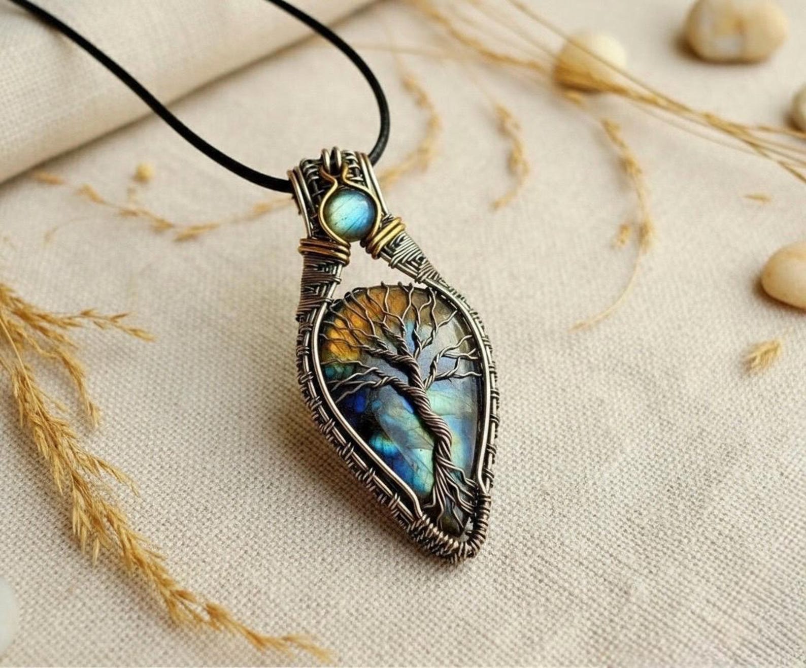Labradorite Tree of Life Pendant: Handmade Wire Wrapped Gemstone ...