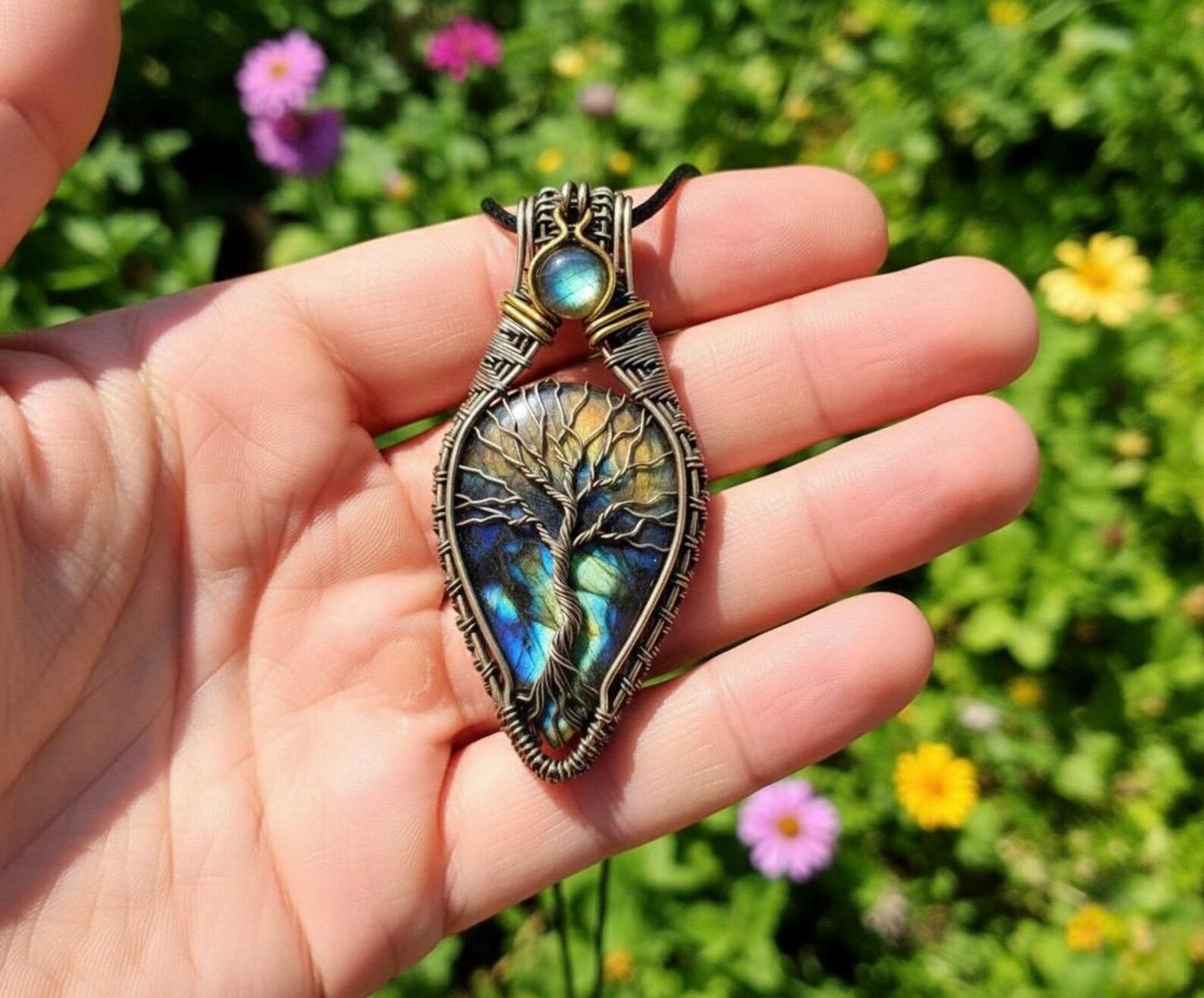 Labradorite Tree of Life Pendant: Handmade Wire Wrapped Gemstone ...
