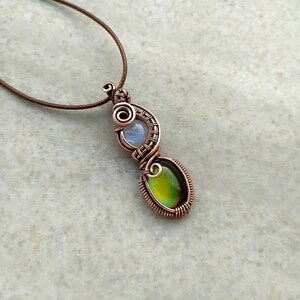 Color Changing Pendant, Mood Cabochon Necklace, Wire Wrapped Necklace ...