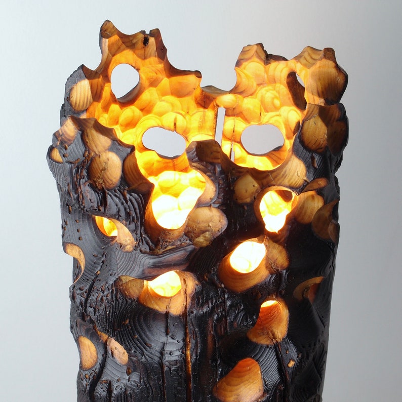 Torch Lighting Hand Carved Unique Table Lamp From - Etsy