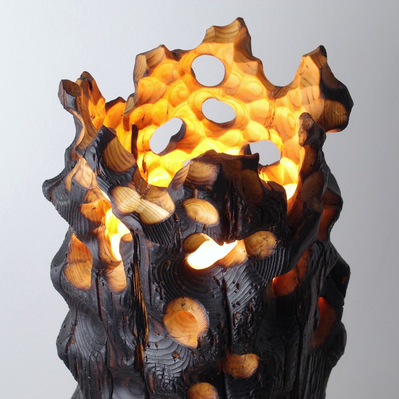 Torch Lighting Hand Carved Unique Table Lamp From - Etsy