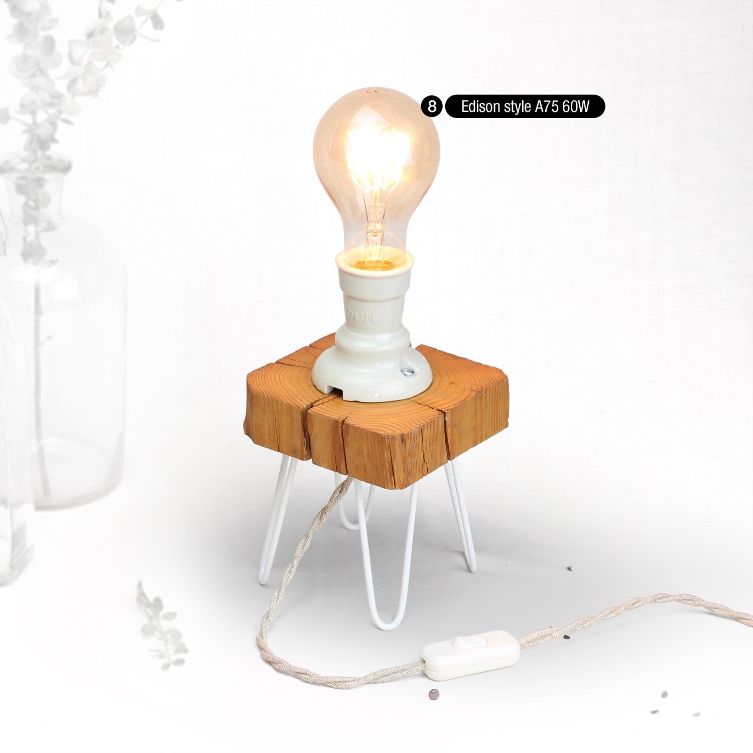 Unique Desk Lamp With Hairpin Legs, Reclaimed Barn Beam Wood and ...