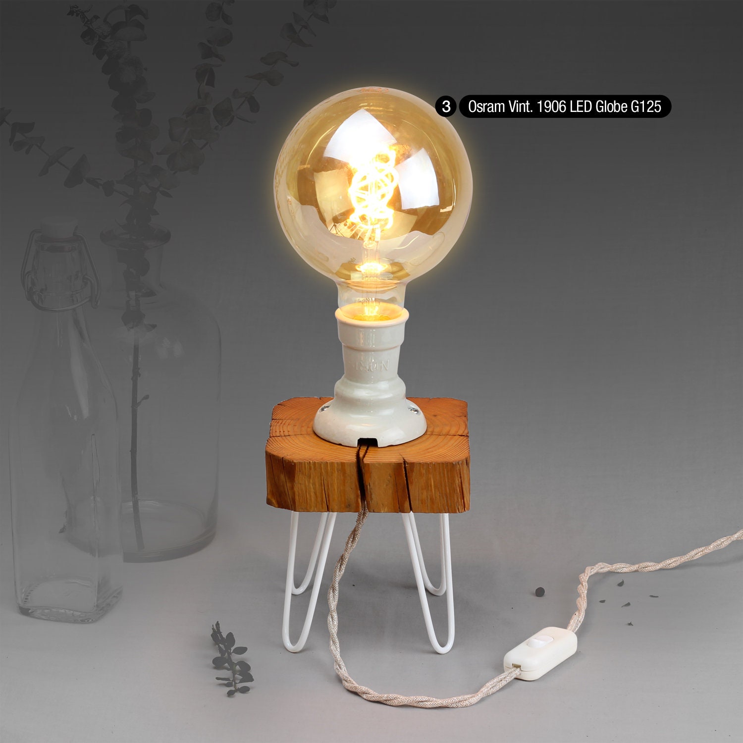 Unique Desk Lamp With Hairpin Legs, Reclaimed Barn Beam Wood and ...
