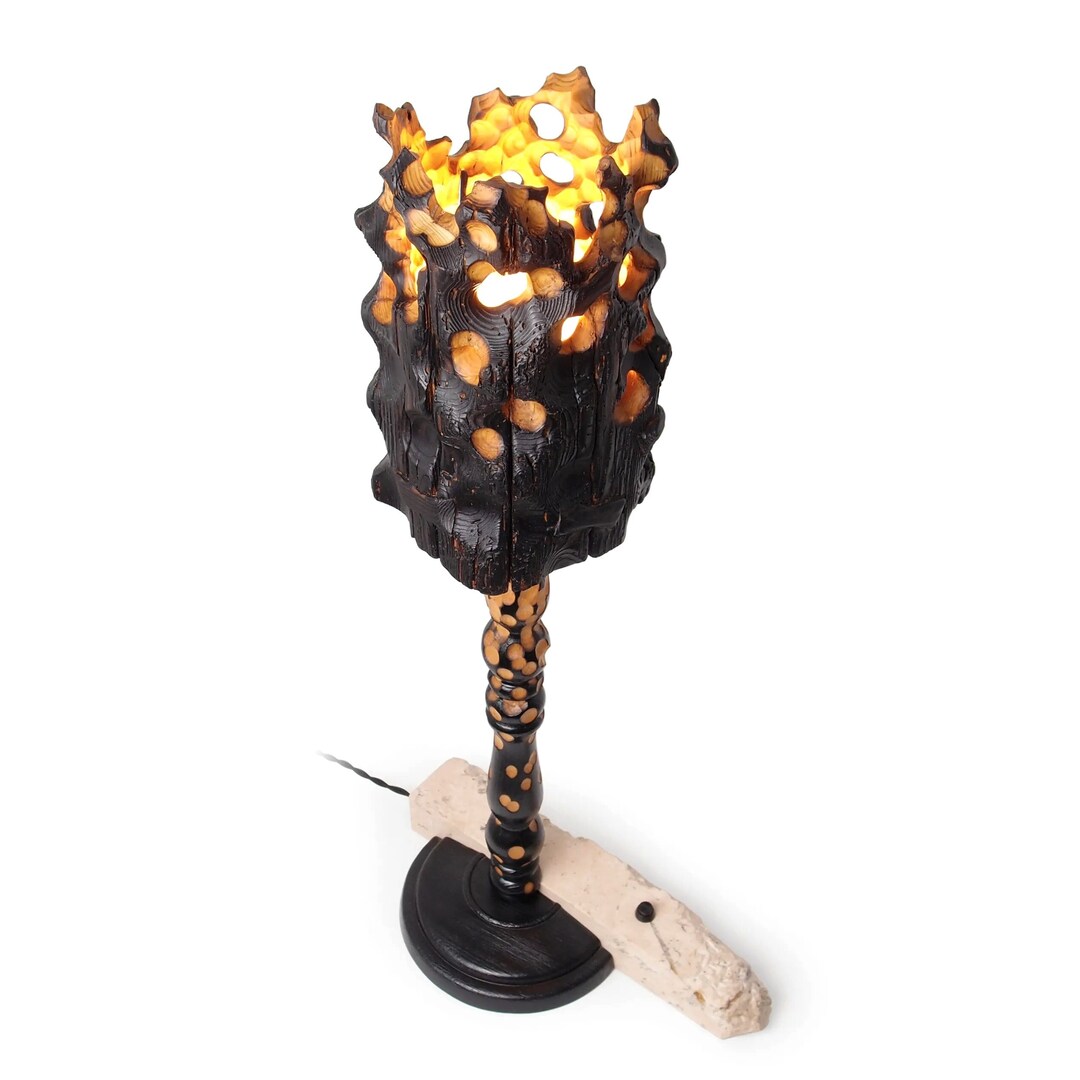 Torch Lighting Hand Carved Unique Table Lamp From - Etsy