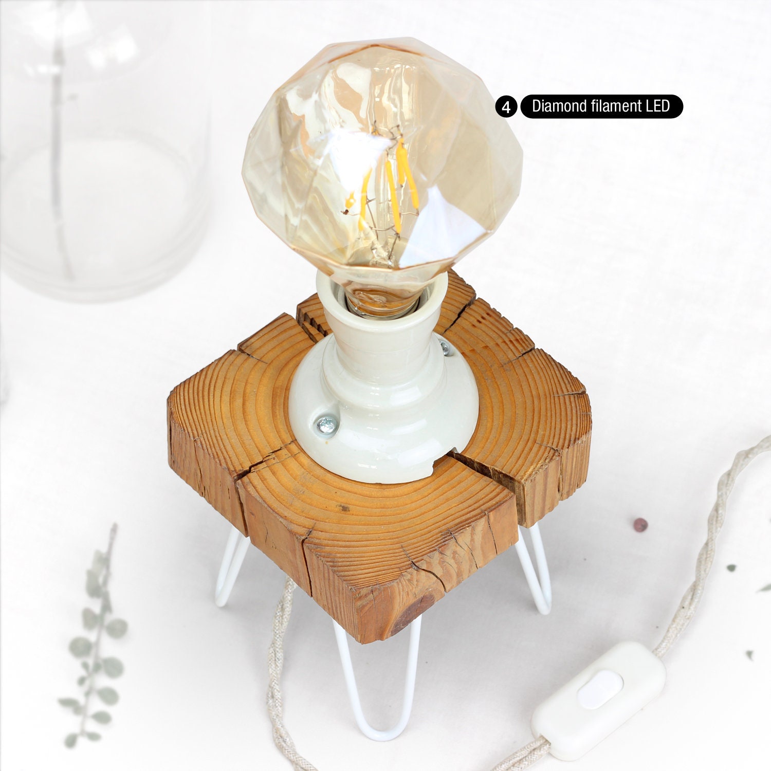 Unique Desk Lamp With Hairpin Legs, Reclaimed Barn Beam Wood and ...