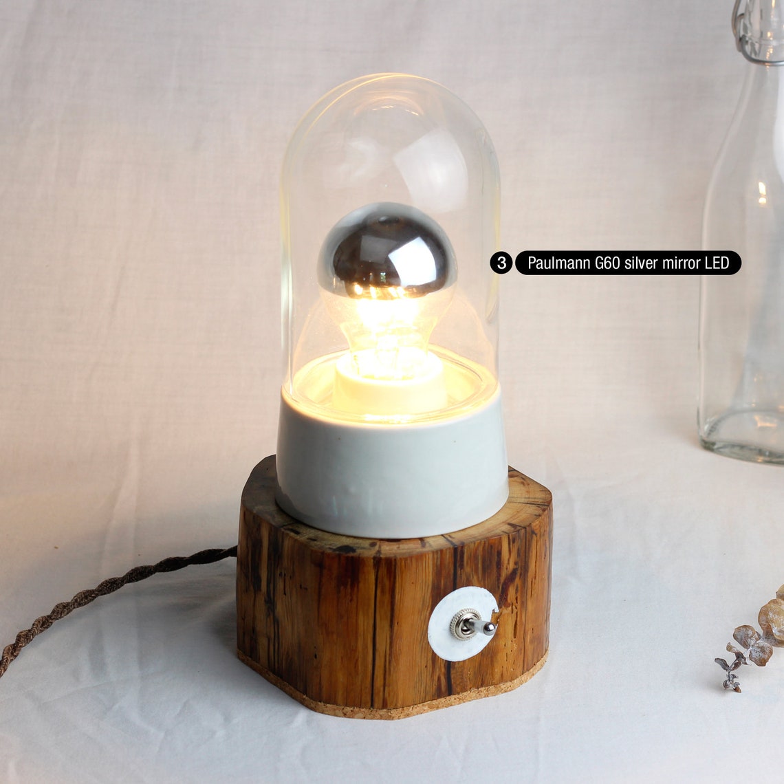 Rustic Wood Table Lamp, Unique Bedside Lamp With Salvaged Old Barn Beam ...