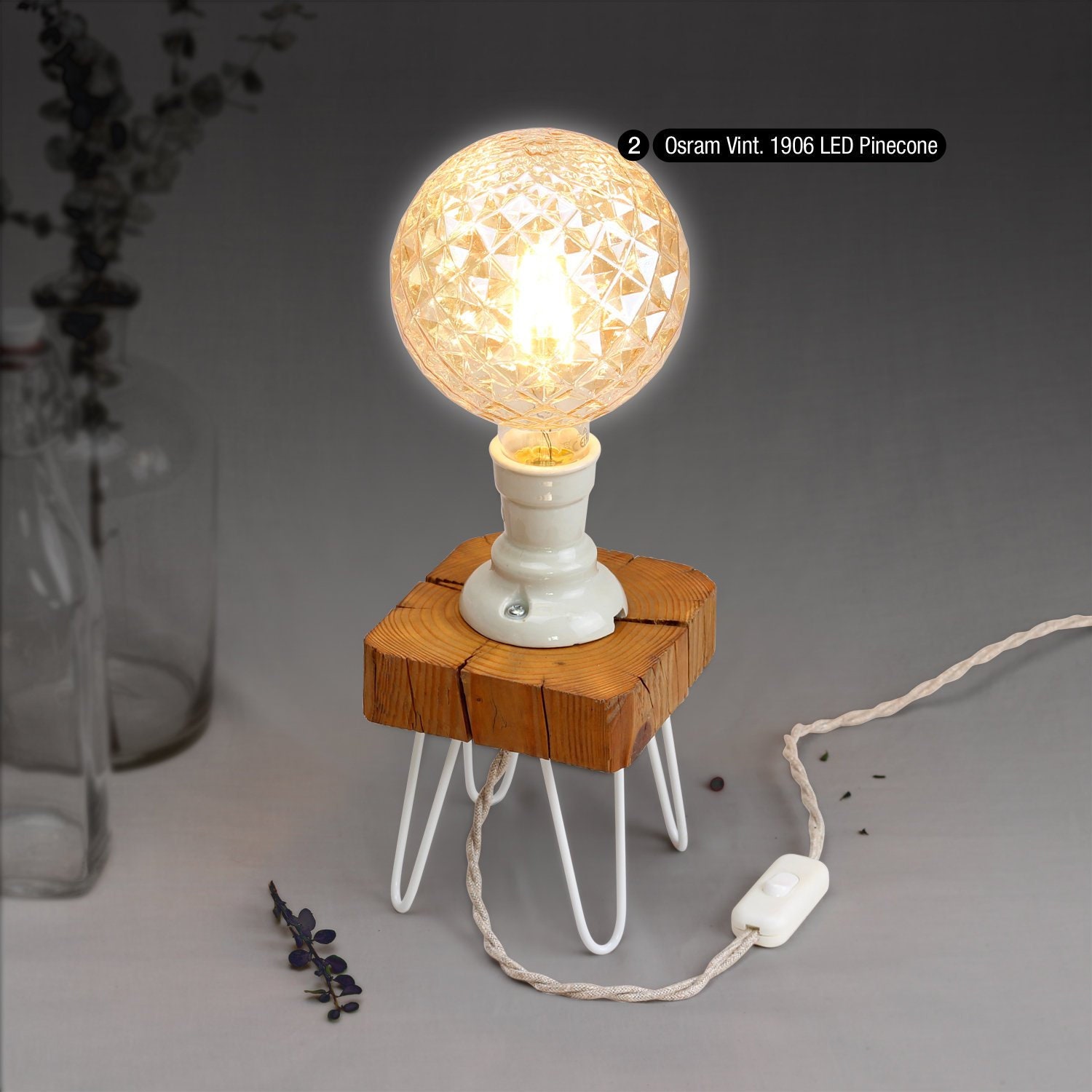 Unique Desk Lamp With Hairpin Legs, Reclaimed Barn Beam Wood and ...