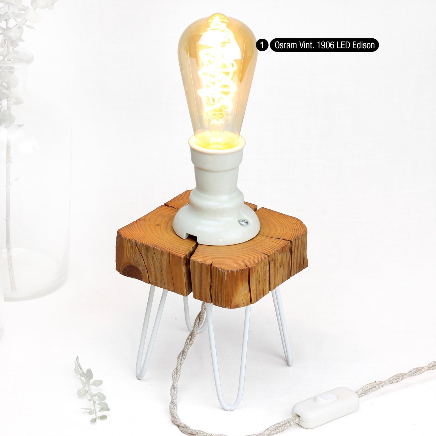 Unique Desk Lamp With Hairpin Legs, Reclaimed Barn Beam Wood and ...