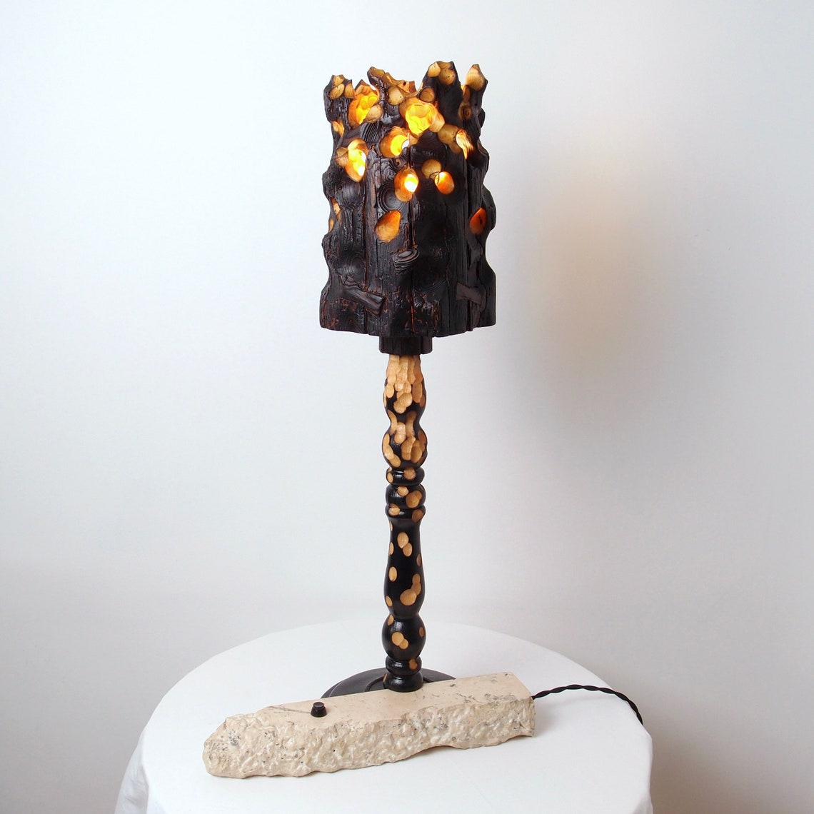 Torch Lighting Hand Carved Unique Table Lamp From - Etsy