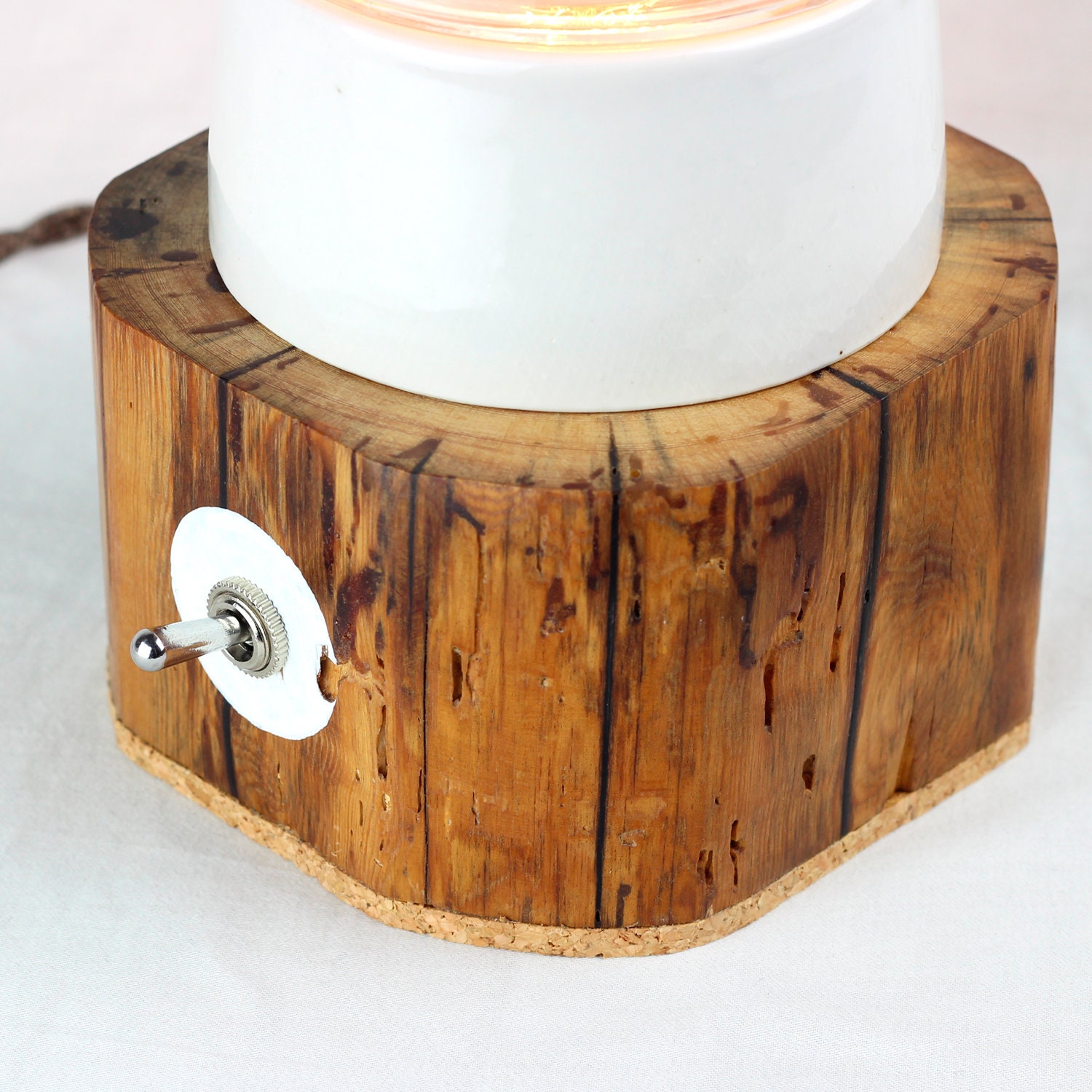 Rustic Wood Table Lamp, Unique Bedside Lamp With Salvaged Old Barn Beam ...