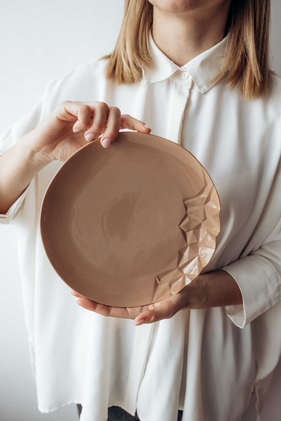 Modern Pottery Porcelain Plate Ceramic Origami Minimal Plate Coworker ...