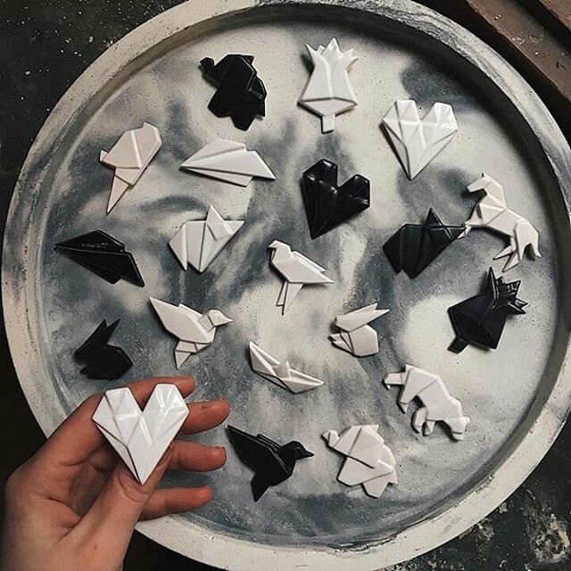 Origami Brooch Origami Marlet Origami Bird Ceramic Brooch - Etsy