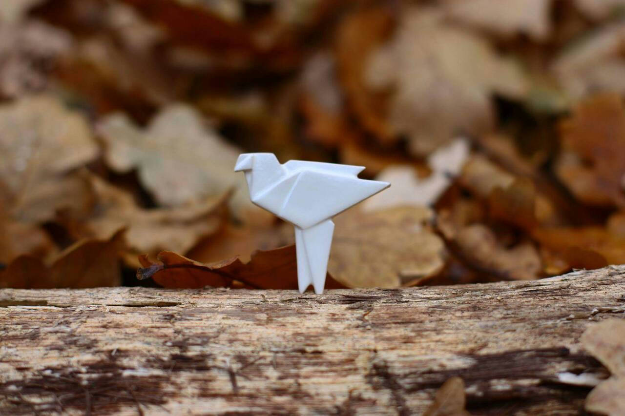 Origami Brooch Origami Marlet Origami Bird Ceramic Brooch - Etsy