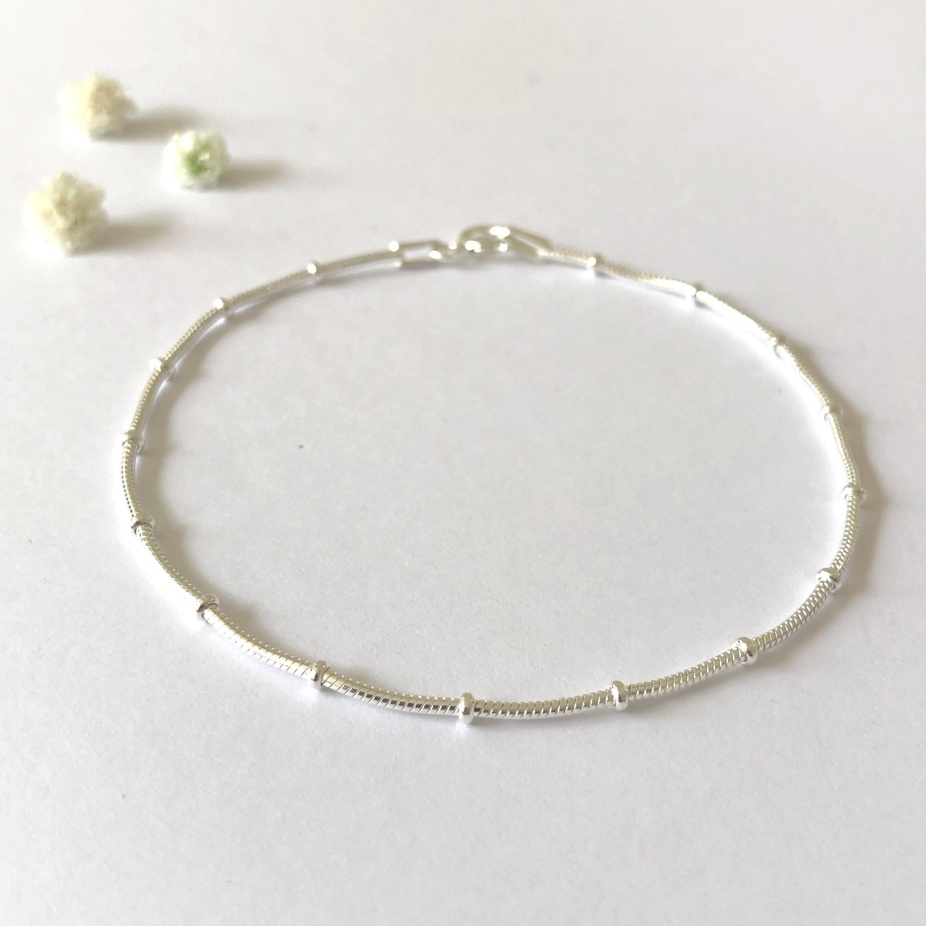 Sterling Silver Simple Snake Chain Anklet, Silver Ankle Chain, Sterling ...