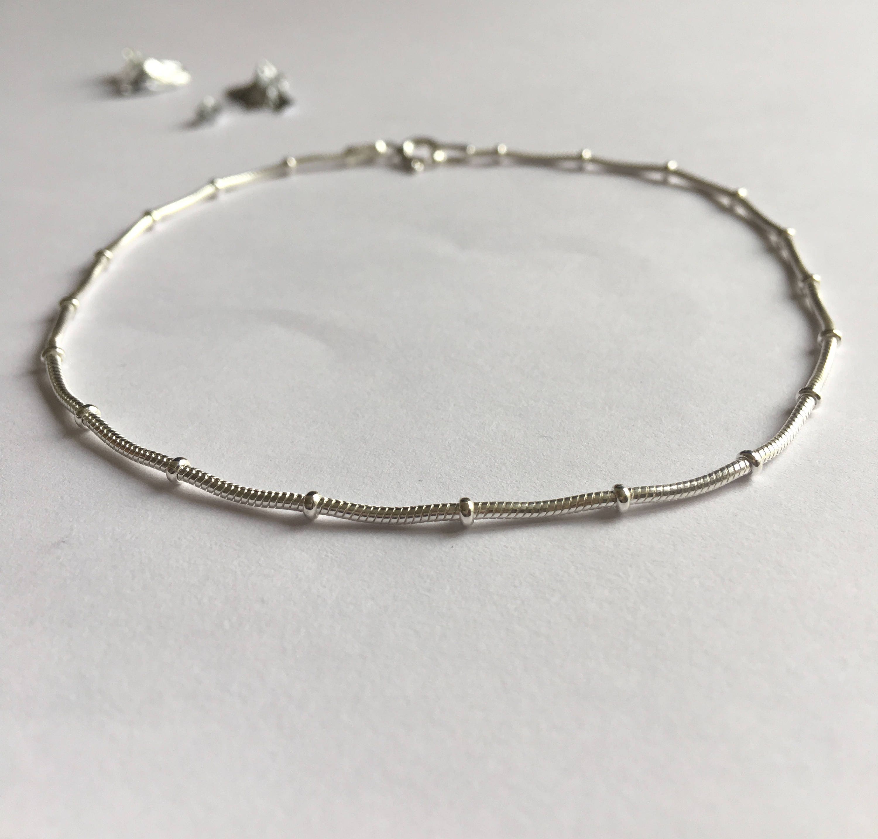 Sterling Silver Simple Snake Chain Anklet Silver Ankle Chain | Etsy