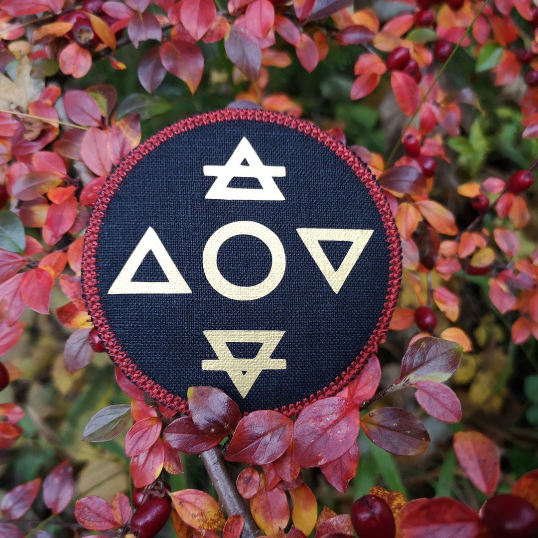 Earth Wind Water Fire (linen Patch / Gold) Ø 8.5 Cm / 3.34 In - Etsy