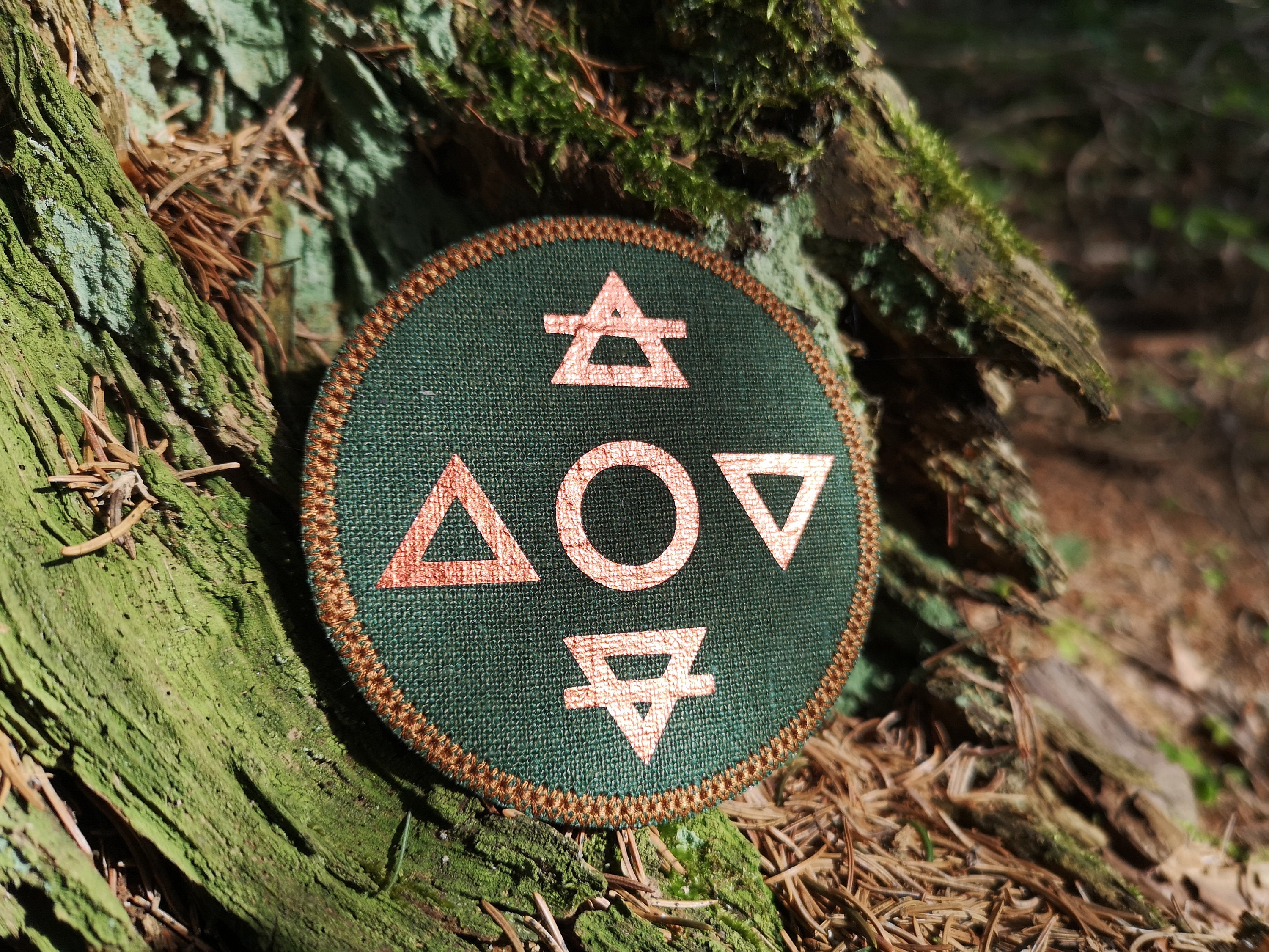 Earth Wind Water Fire linen Patch / Gold Ø 8.5 Cm / 3.34 In - Etsy