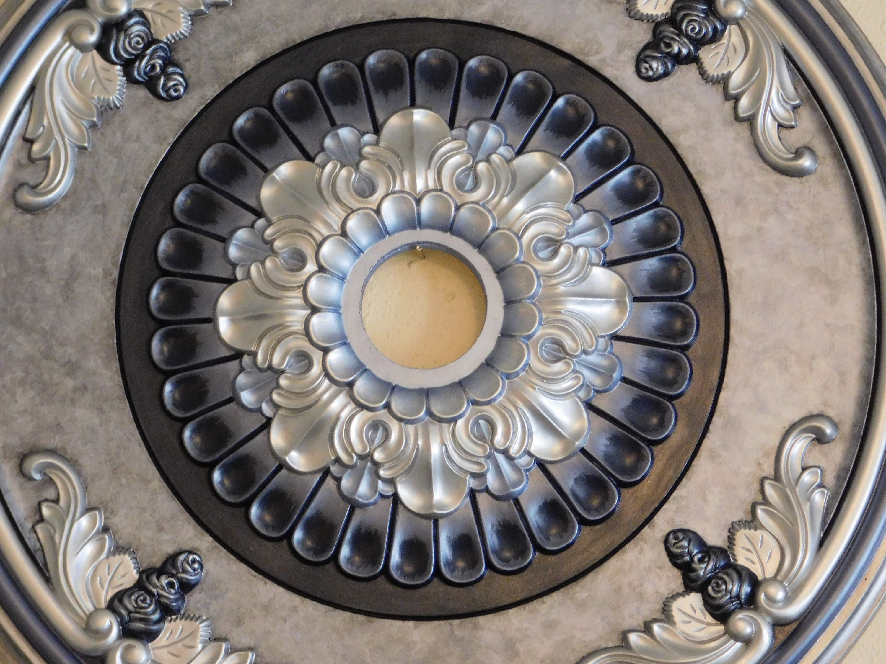 Shades of Blue Hand Painted Ceiling Medallion Black Sapphire ...