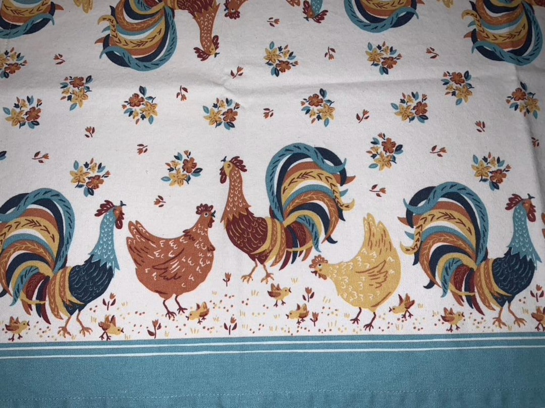 Rooster Teal Table Runner, Table Decor, Vintage Look Table Runner ...