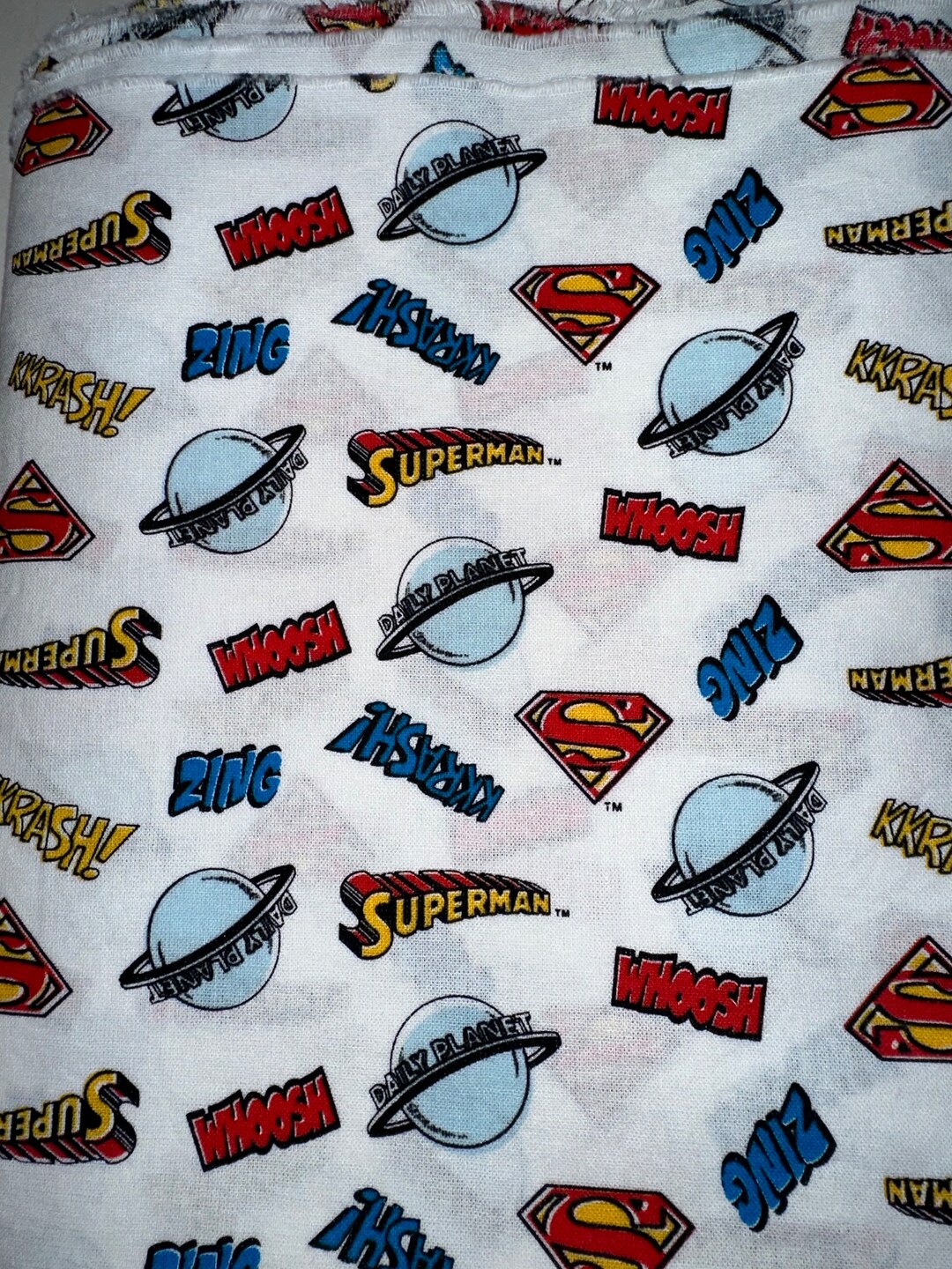 Superman Fabric, Remnant, Leftover Fabric, Scrap Fabric, Quilting ...