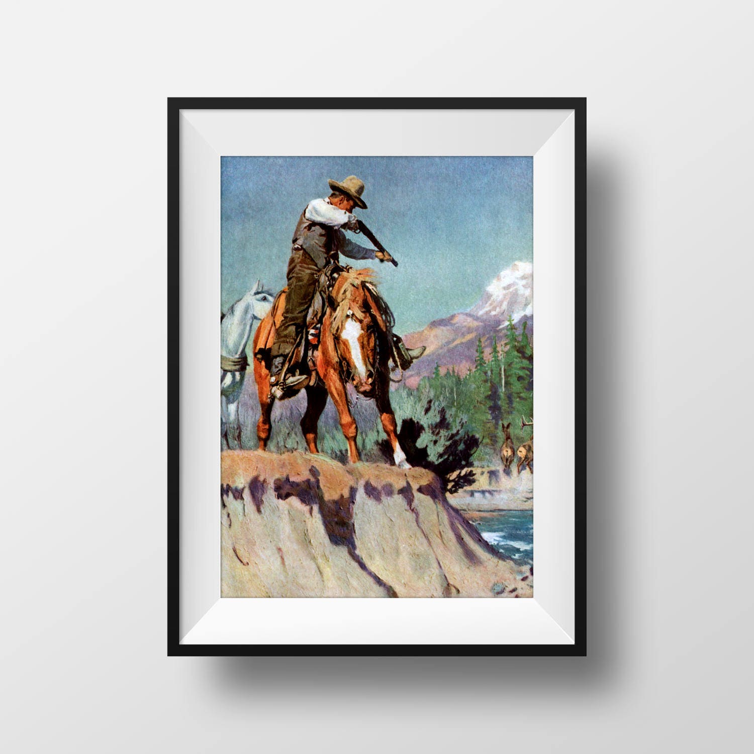 PRINTABLE 1908 "surprised" Philip R. Goodwin, Cowboy Art, Vintage Print ...