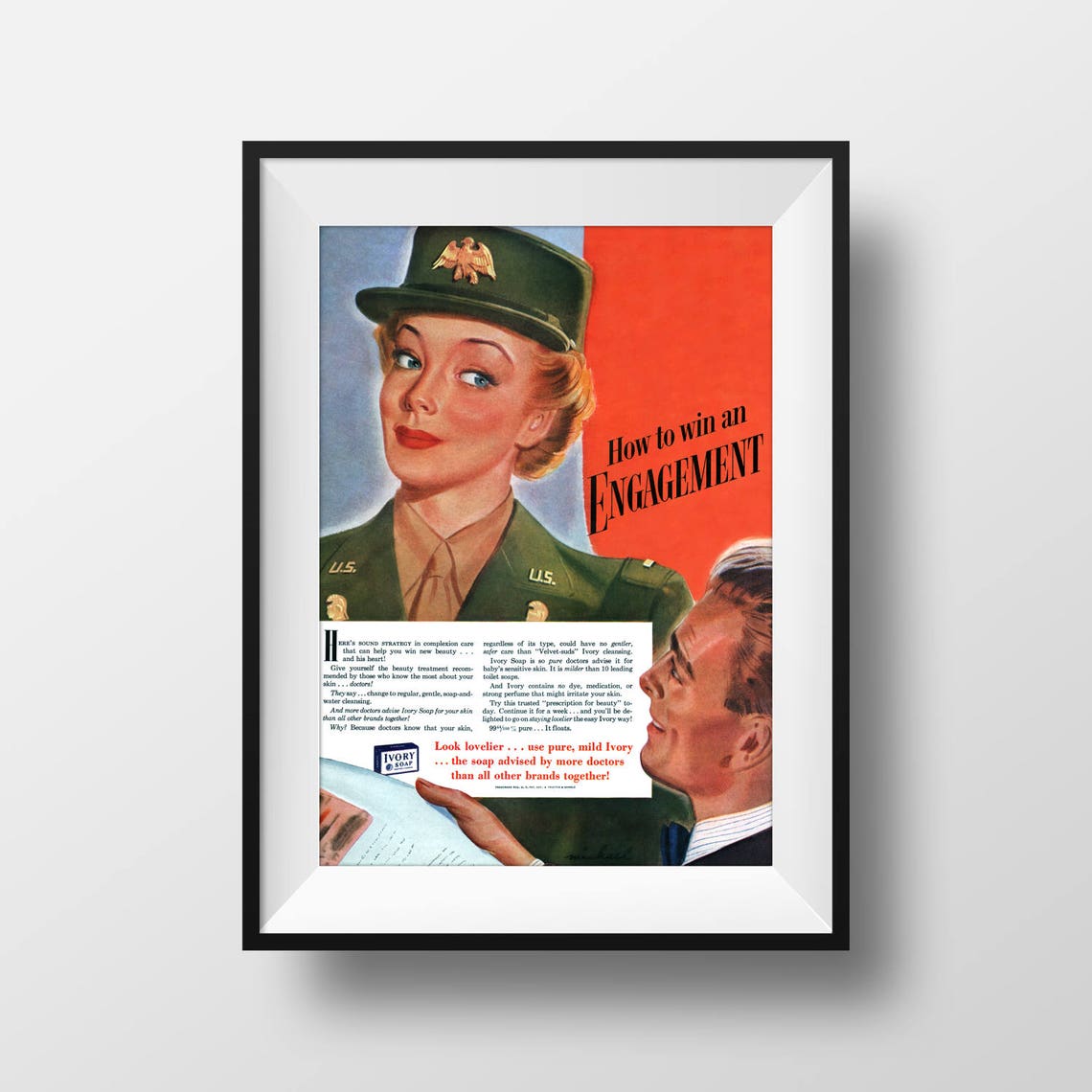 PRINTABLE Retro 1943 Ivory Soap World War II Ad, U.S. Army WAAC Women's ...