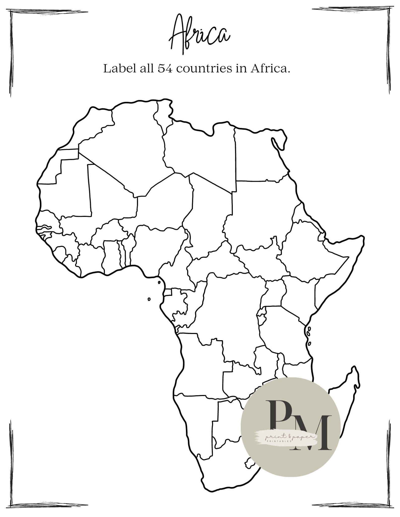 Africa Labeling WORKSHEET - Etsy