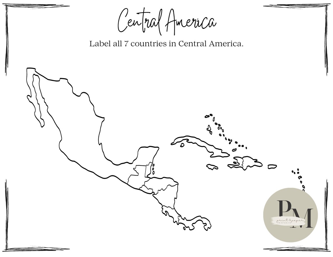 Central America Labeling WORKSHEET - Etsy