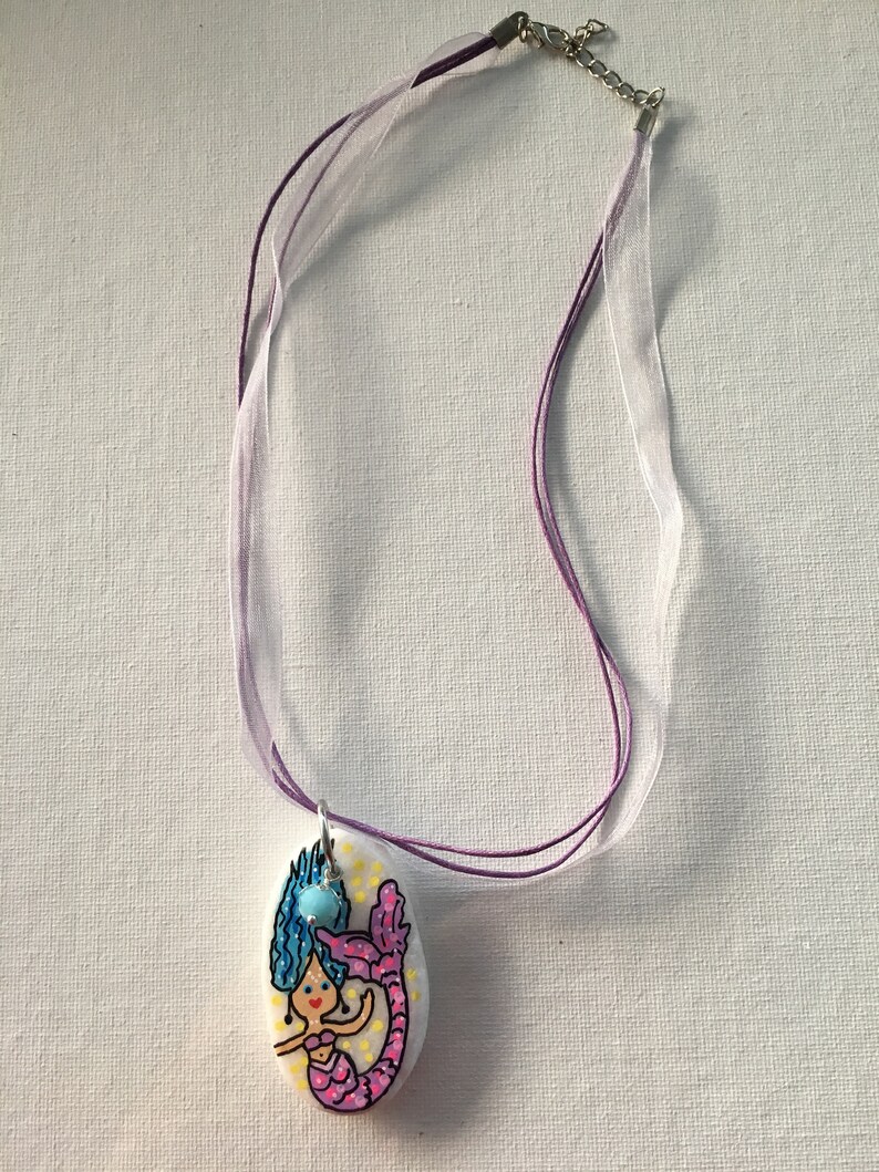 Mermaid Melanie Painted Rock Pendant Necklace - Etsy