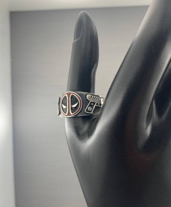 Serling Silver Deadpool Ring Aged and Distressed. Any Size | Etsy