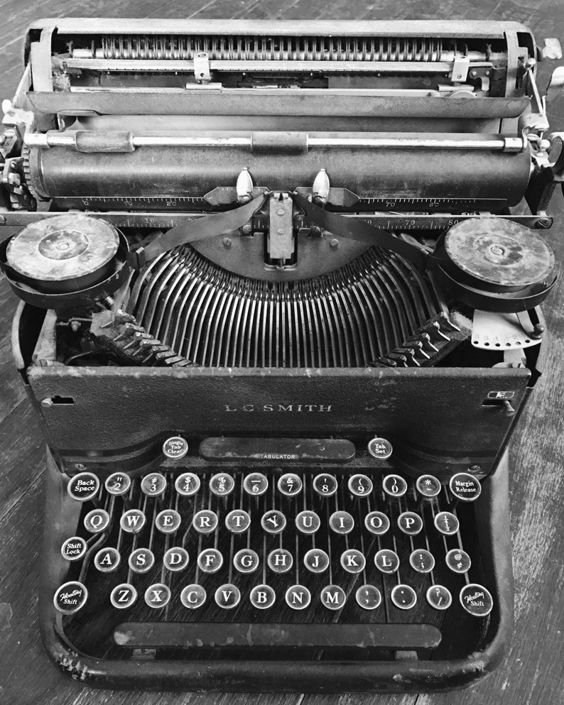 Typewriter Black and White Printable Download Mid Century - Etsy