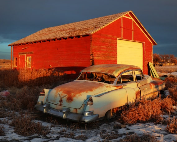 Cadillac Barn Photo Printable Download Rustic Americana - Etsy