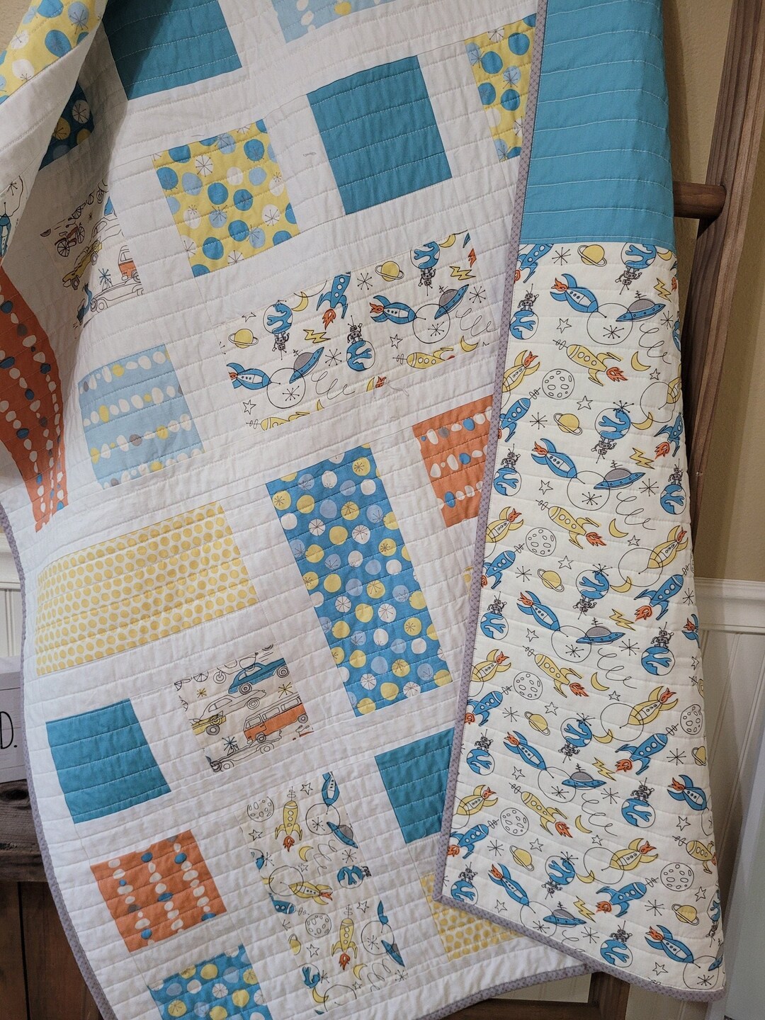 Boy Space Quilt Planets Outer Space Rocket Baby Quilt Toddler - Etsy
